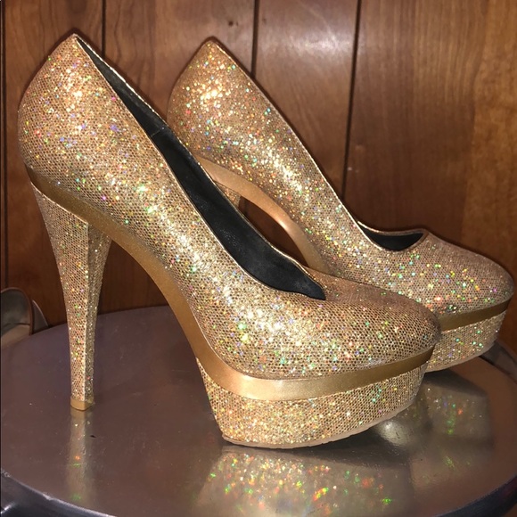Promise | Shoes | Gold Platform Sequence Heels | Poshmark